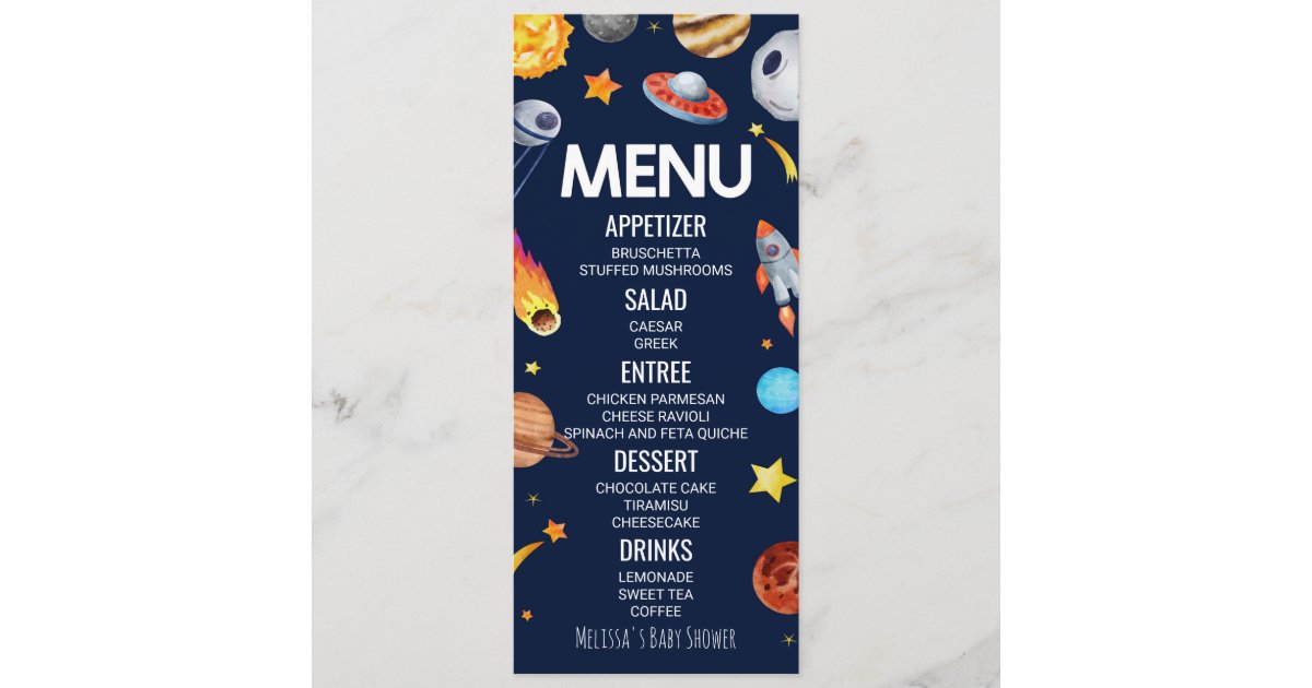 Outer Space Galaxy Baby Shower Food Menu | Zazzle