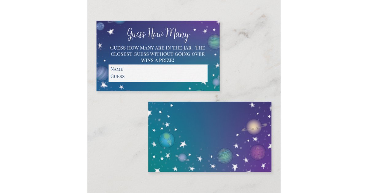 Outer Space Galaxy Baby Shower Guess How Many Game Enclosure Card | Zazzle