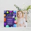 Outer Space Galaxy Birthday Invitation with Photo | Zazzle