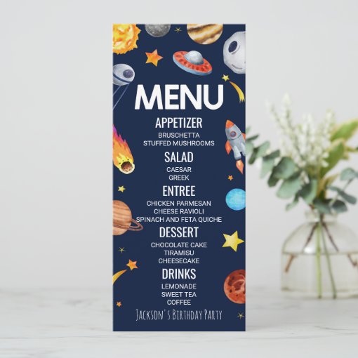 Outer Space Galaxy Birthday Party Food Menu | Zazzle