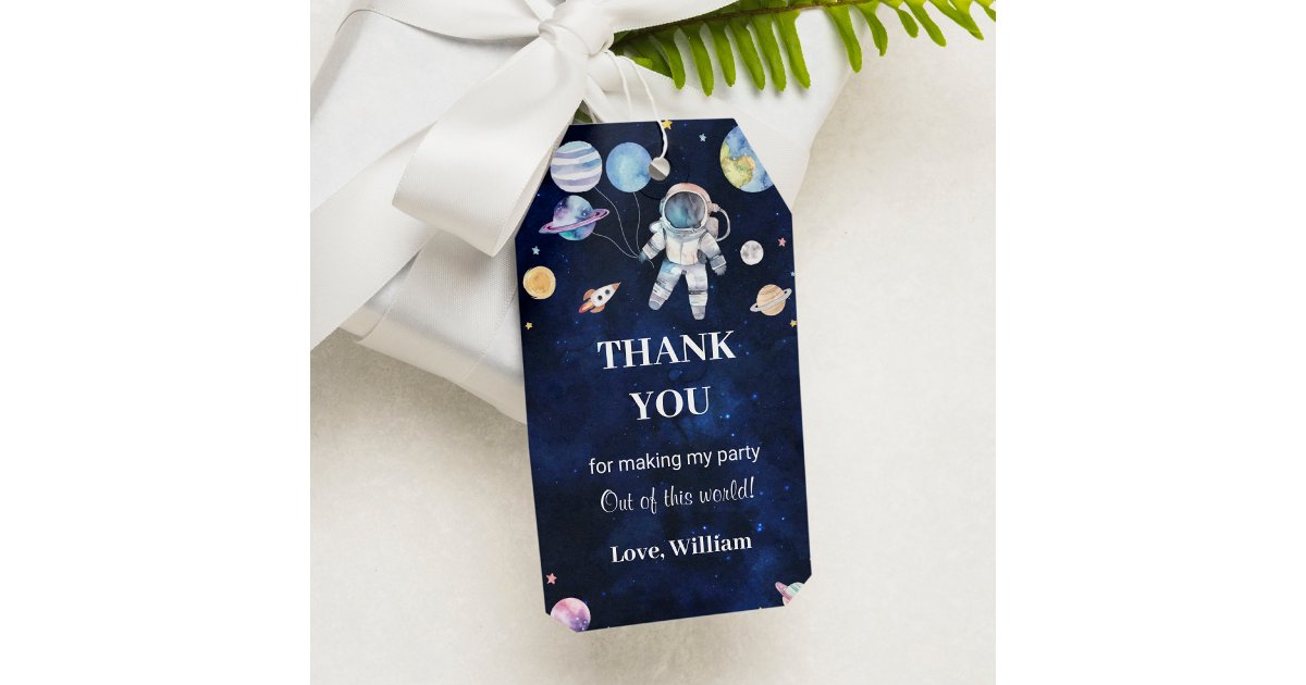 Outer Space Galaxy Birthday Party Thank You Tag | Zazzle