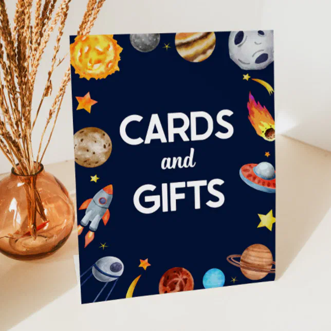 Outer Space Galaxy Cards and Gifts Party Sign | Zazzle
