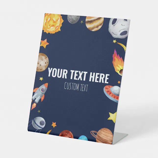 Outer Space Galaxy Custom Text Table Party Sign | Zazzle