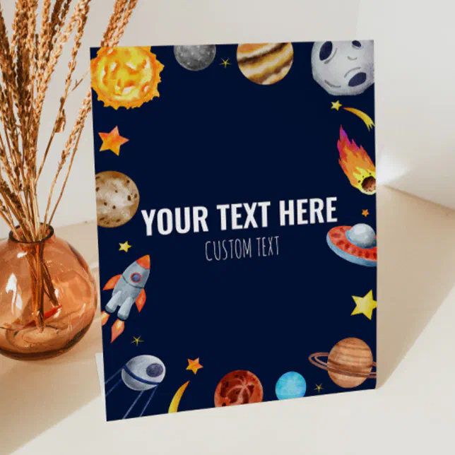 Outer Space Galaxy Custom Text Table Party Sign | Zazzle