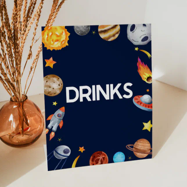 Outer Space Galaxy Drinks Drink Table Party Sign | Zazzle