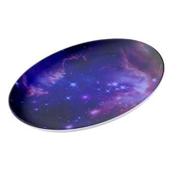 Outer Space Galaxy / Nebula Blue Tint Stars Porcelain Serving Platter ...