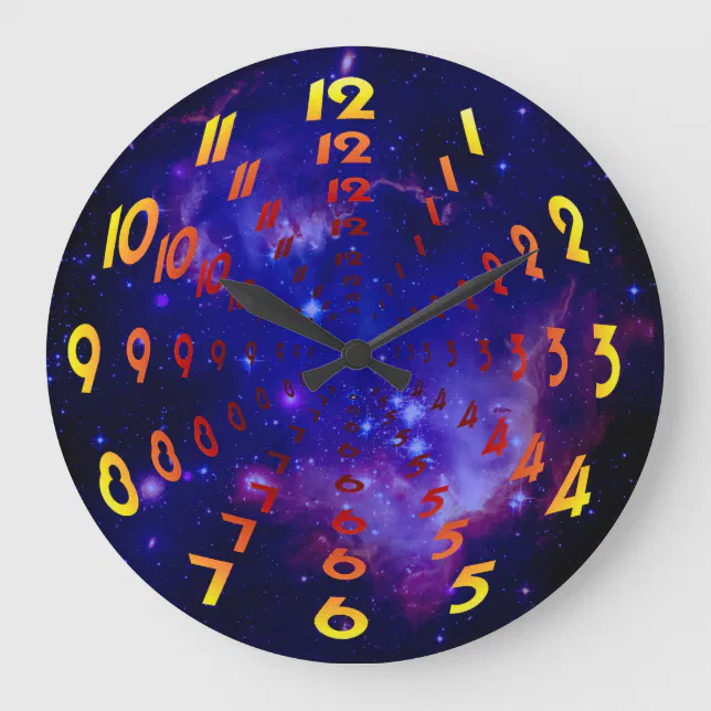 Outer Space Galaxy / Nebula Wormhole Numbers Large Clock | Zazzle