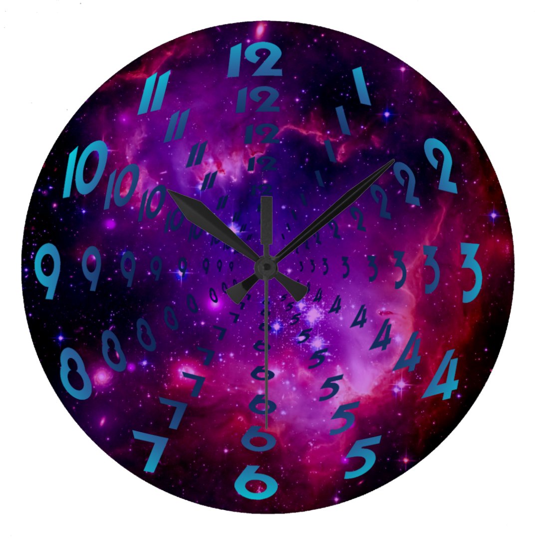 Outer Space Galaxy / Nebula Wormhole Numbers Large Clock | Zazzle
