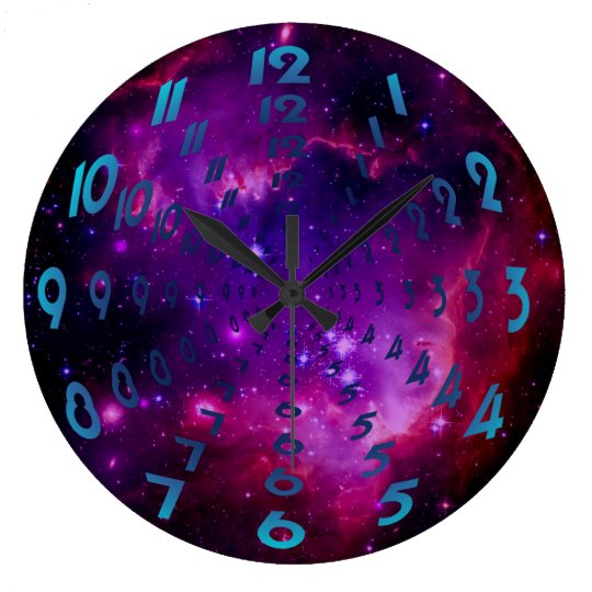 Outer Space Galaxy / Nebula Wormhole Numbers Large Clock | Zazzle.com