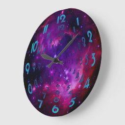 Outer Space Galaxy / Nebula Wormhole Numbers Large Clock | Zazzle