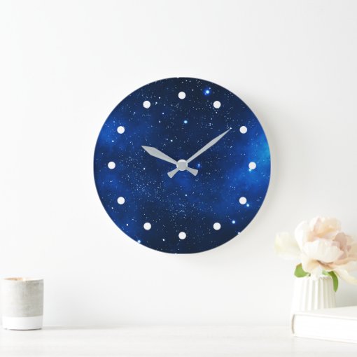 Outer Space Galaxy Stars Large Clock | Zazzle