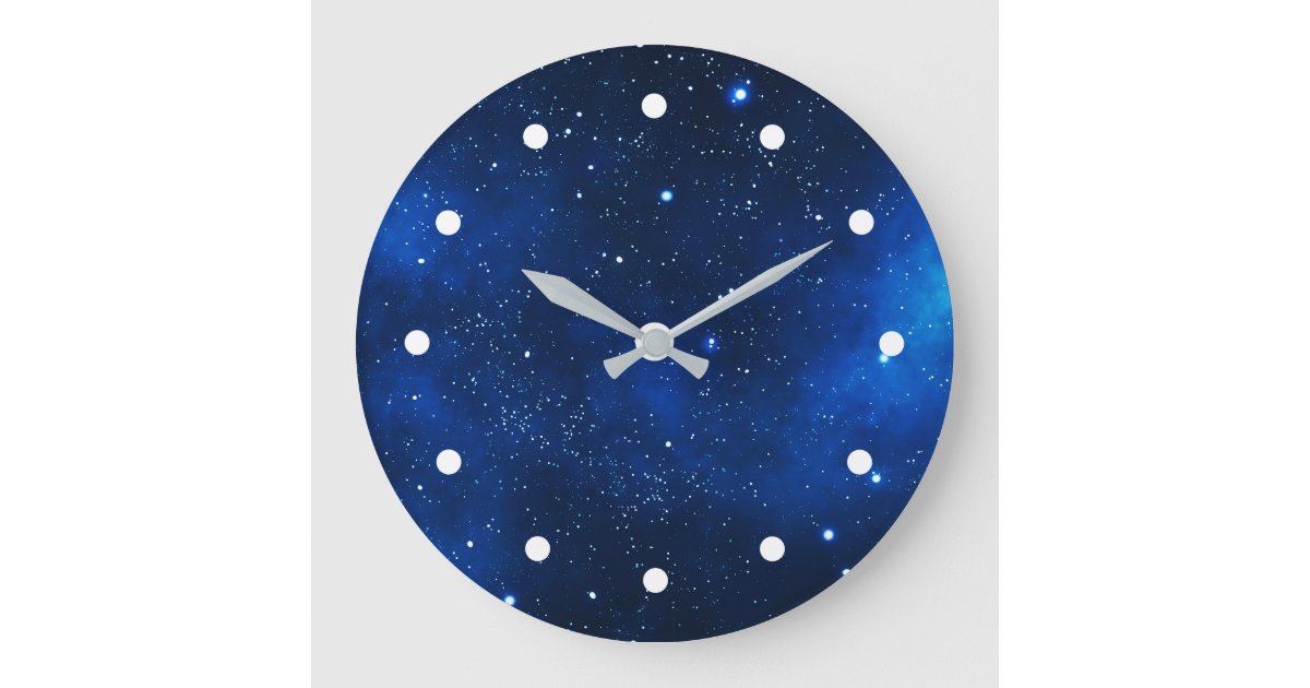 Outer Space Galaxy Stars Large Clock | Zazzle