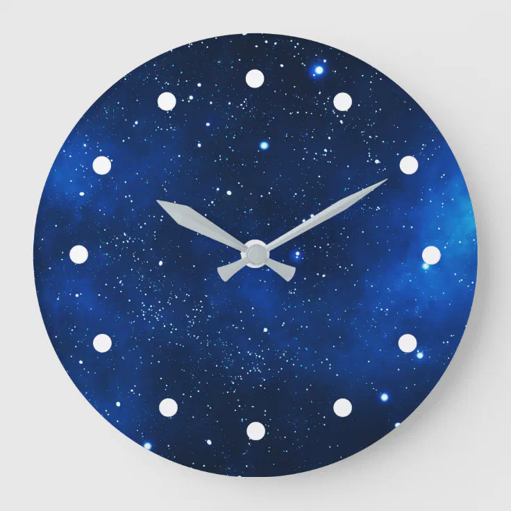 Outer Space Galaxy Stars Large Clock | Zazzle