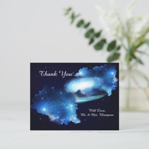 Outer Space Galaxy Thank You Announcement Postcard | Zazzle