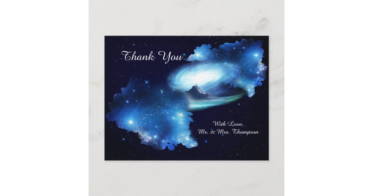 Outer Space Galaxy Thank You Announcement Postcard | Zazzle