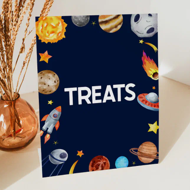 Outer Space Galaxy Treats Sweets Table Party Sign | Zazzle