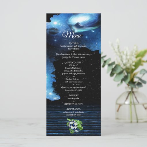 Outer Space Galaxy Wedding Menu | Zazzle