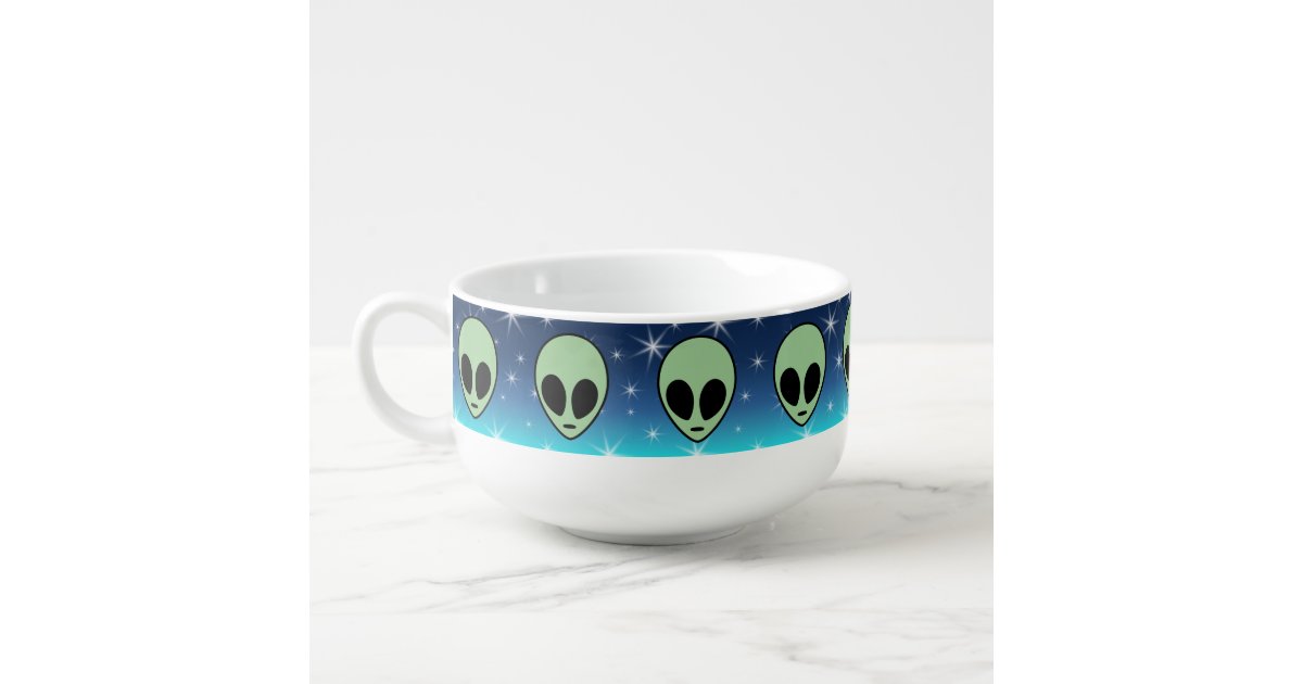 Outer Space Green Aliens Soup Mug | Zazzle