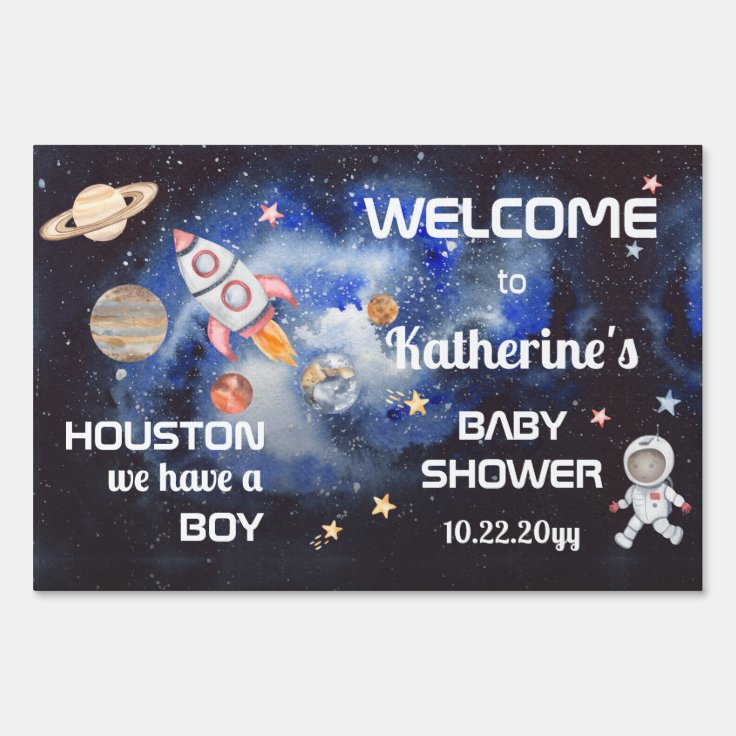 Outer Space Houston We Have a Boy Baby Shower Sign | Zazzle