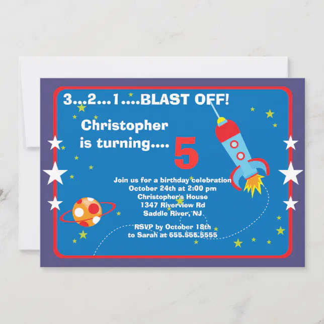 Outer Space Kids Birthday Party Invitation | Zazzle