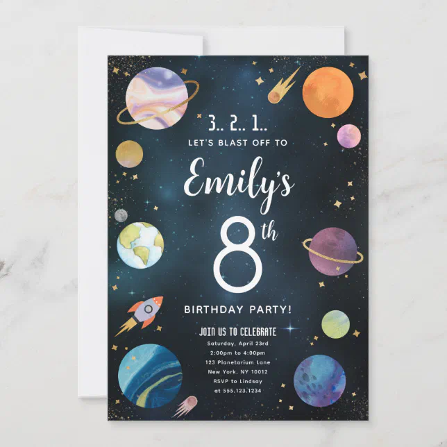Outer Space Kids Birthday Party Invitation | Zazzle