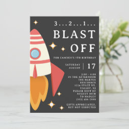 Outer Space Kids Birthday Party Rocket Invitation | Zazzle