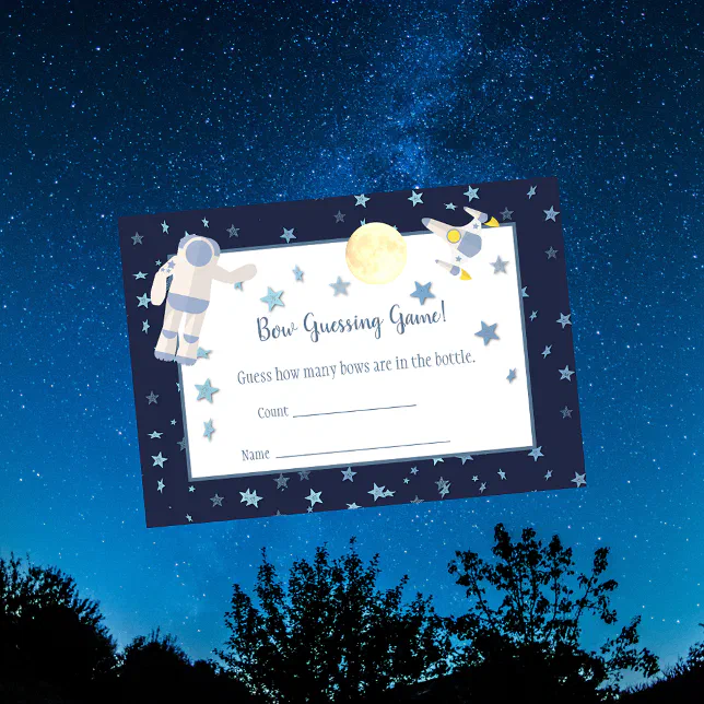 Outer Space Midnight Guess Game | White Enclosure Card | Zazzle