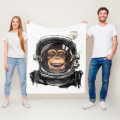 Outer Space Monkey Astronaut Wild Zoo Animal Face Fleece Blanket | Zazzle