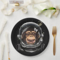 Outer Space Monkey Astronaut Wild Zoo Animal Face Paper Plates | Zazzle