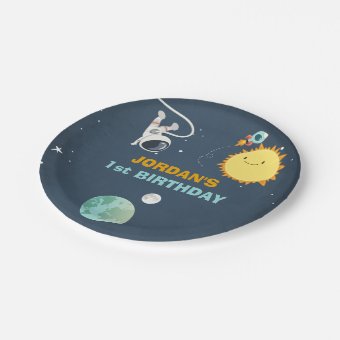 Outer Space Paper Plates Birthday Rocket Astronaut | Zazzle
