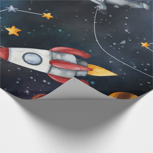 Outer Space Pattern Astronaut Illustration Wrapping Paper | Zazzle