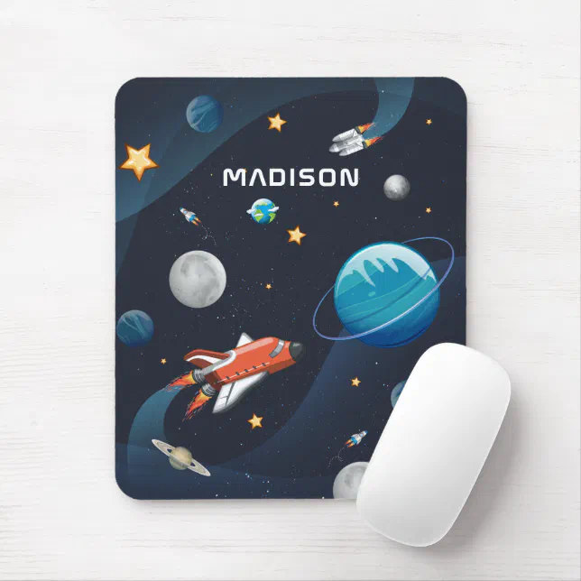 Outer Space Pattern Galaxy Rocket Shuttle Mouse Pad | Zazzle