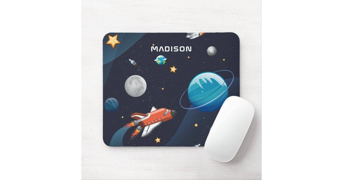 Outer Space Pattern Galaxy Rocket Stars Shuttle Mouse Pad | Zazzle