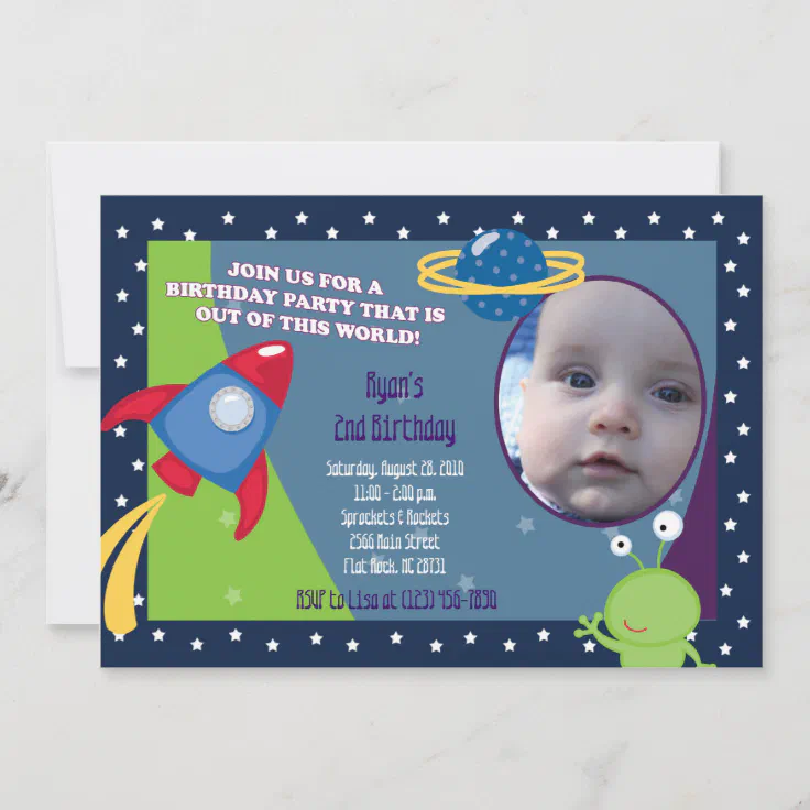 Outer Space Photo Birthday Invitation 5x7 Zazzle
