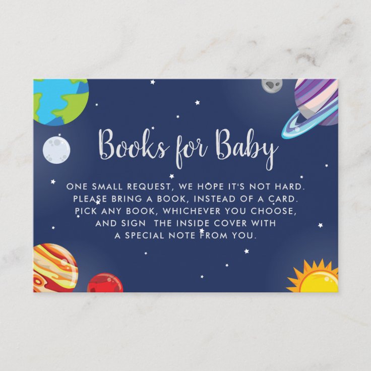 Outer Space Planet Galaxy Baby Shower Book Request Enclosure Card | Zazzle