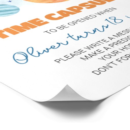 Outer Space Planets Birthday Time Capsule Sign | Zazzle