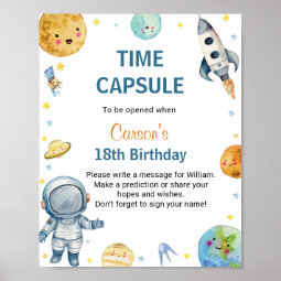 Outer Space Planets Birthday Time Capsule Sign | Zazzle