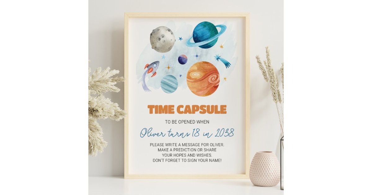 Outer Space Planets Birthday Time Capsule Sign | Zazzle