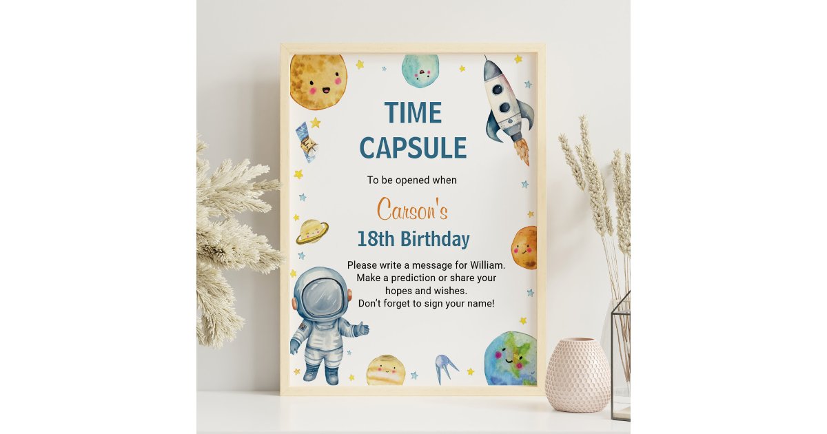 Outer Space Planets Birthday Time Capsule Sign | Zazzle