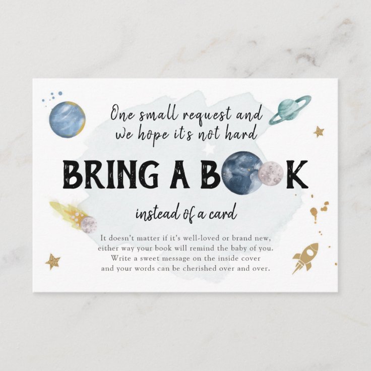 Outer Space Planets Bring a Book Insert Card | Zazzle