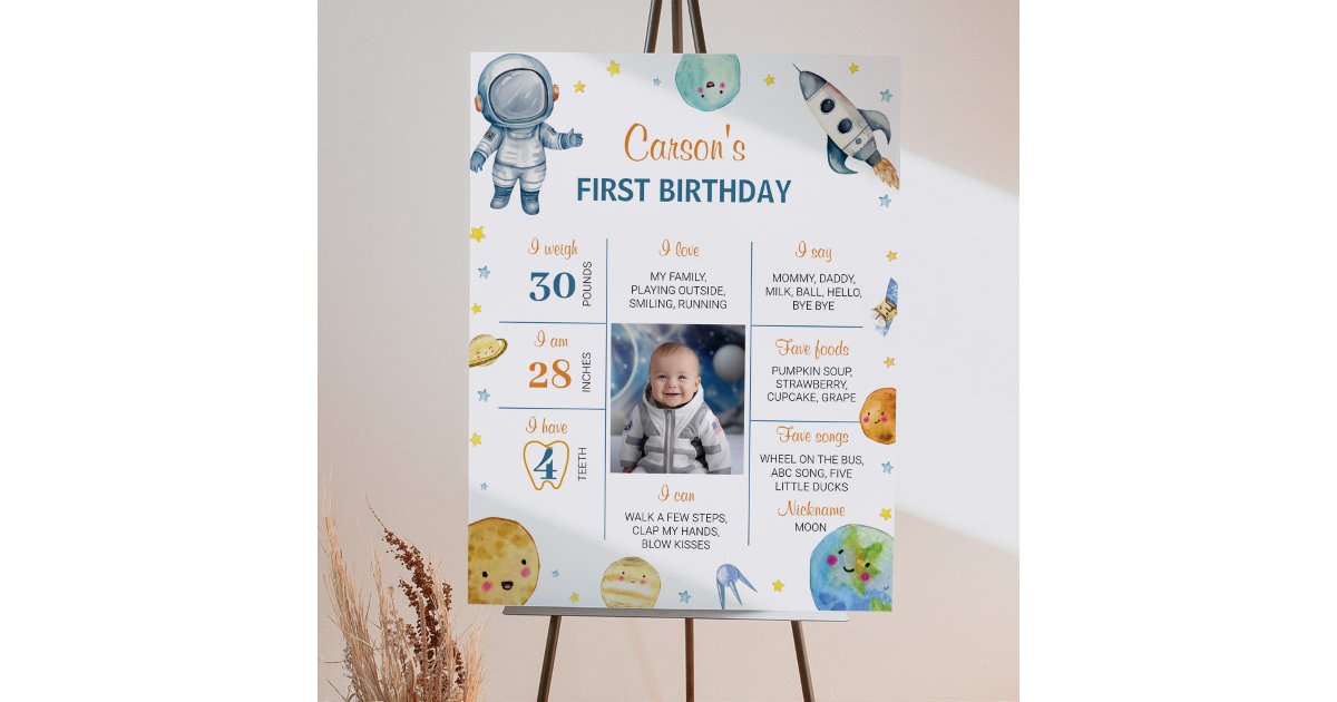 Outer Space Planets Galaxy Birthday Milestone Sign | Zazzle