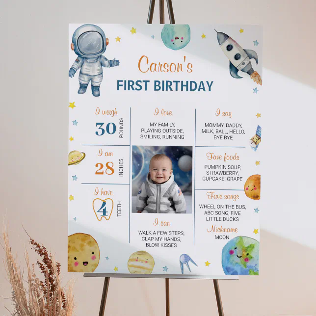 Outer Space Planets Galaxy Birthday Milestone Sign | Zazzle