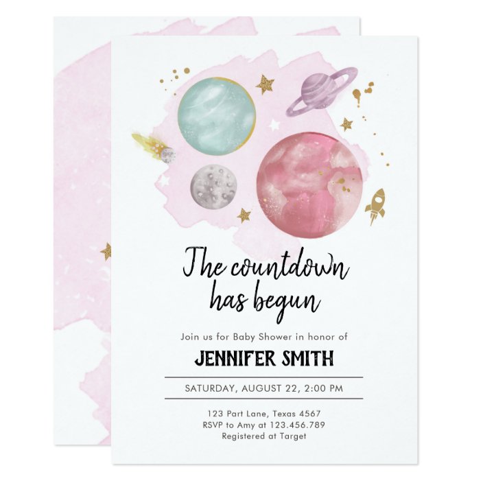 Outer Space Planets Girl Baby Shower Invitation | Zazzle.com
