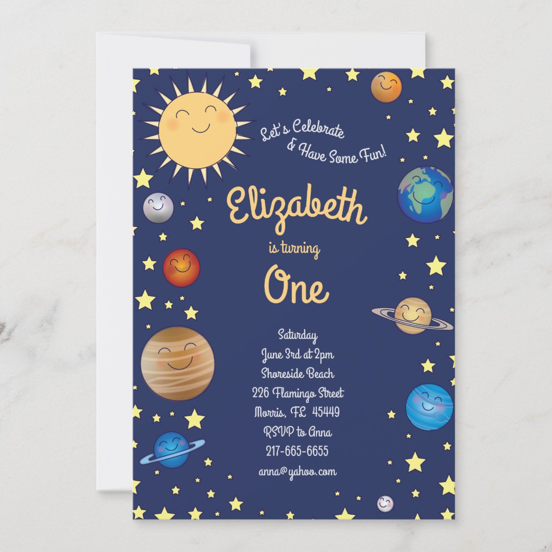 Outer Space Planets Kids 1st Birthday Party Galaxy Invitation | Zazzle