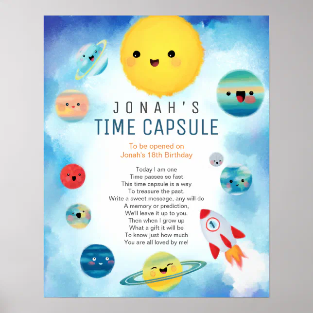 Outer Space Planets Rocket Ship Time Capsule Poster | Zazzle