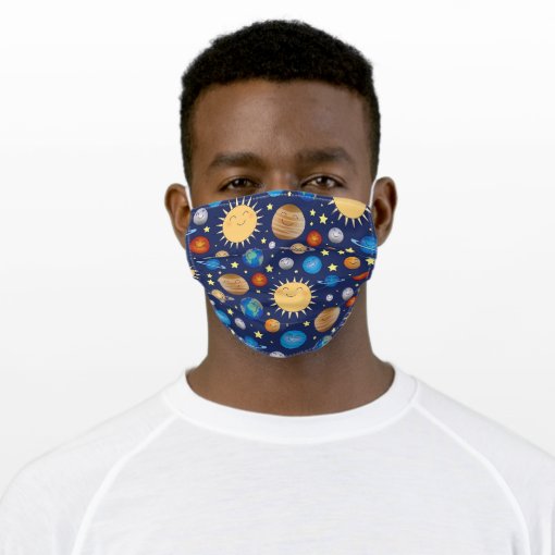 Outer Space Planets Solar System for Kids Adult Cloth Face Mask | Zazzle