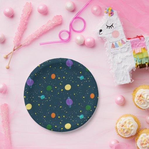 Outer Space Planets & Stars in Unknown Galaxy Paper Plates | Zazzle