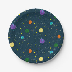 Outer Space Planets & Stars in Unknown Galaxy Paper Plates | Zazzle