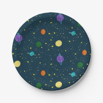 Outer Space Planets & Stars in Unknown Galaxy Paper Plates | Zazzle