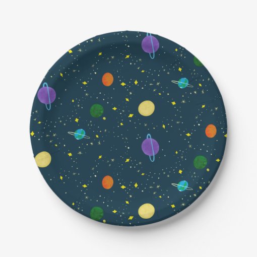 Outer Space Planets & Stars in Unknown Galaxy Paper Plates | Zazzle